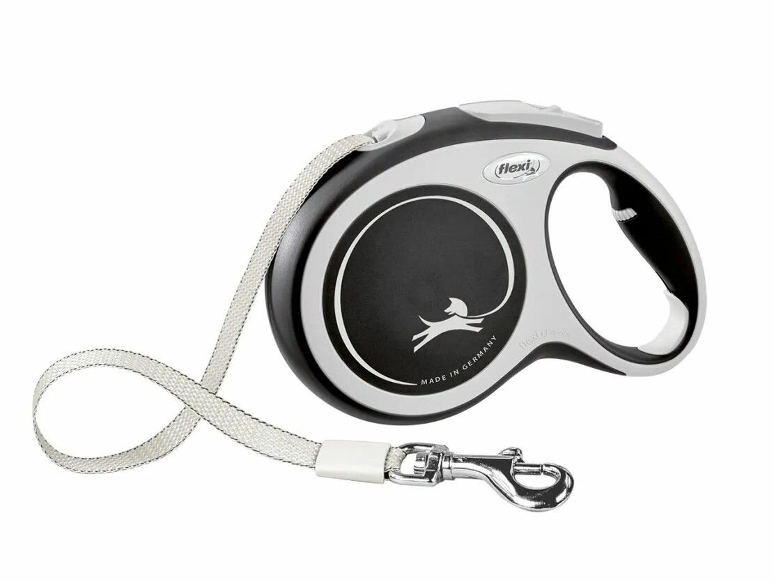 Поводок-рулетка Flexi New Comfort tape L лента 8 м 50 кг, Чёрный