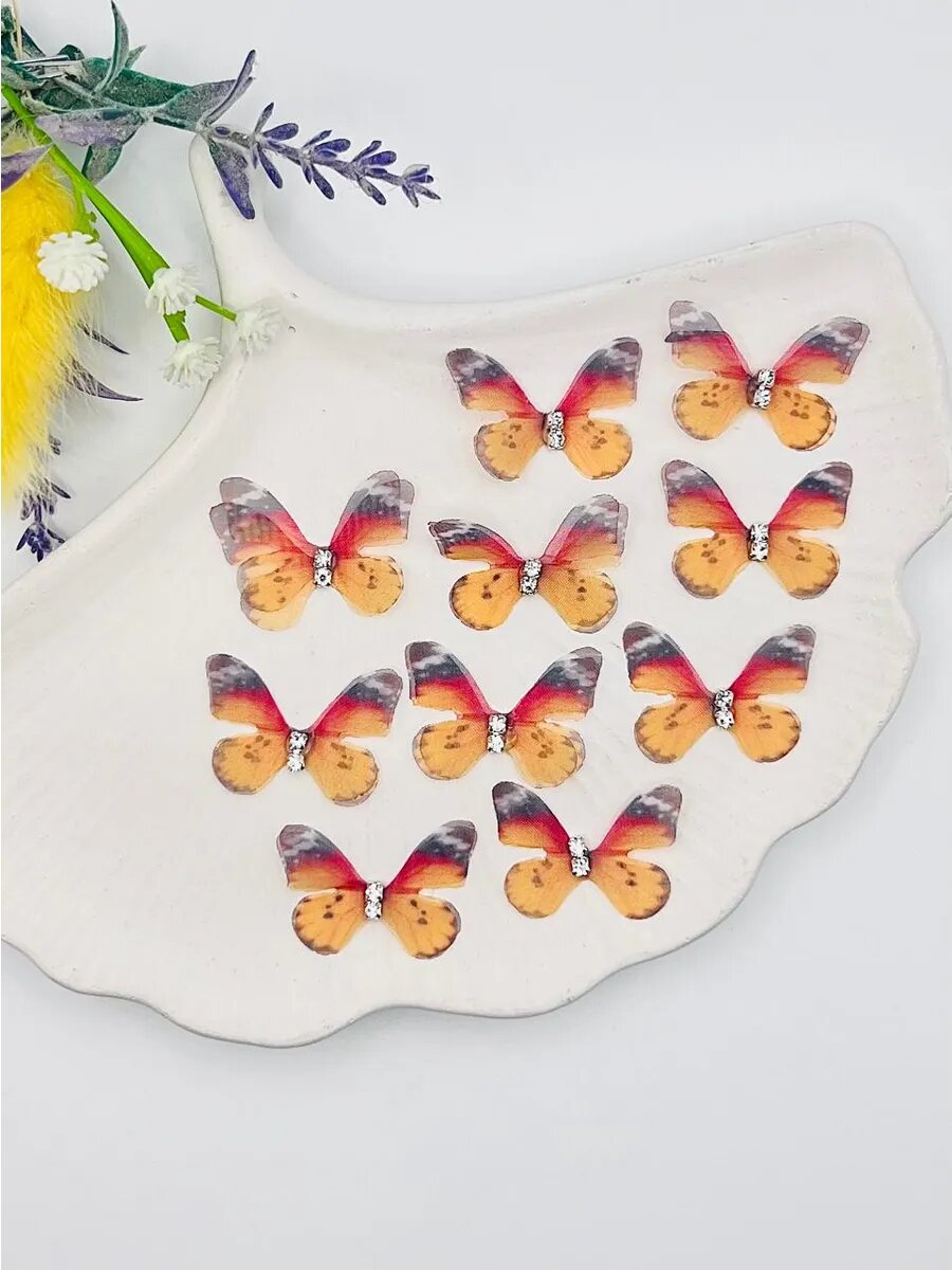 Бабочки шифоновые двухслойные (3*2см.) 10шт.