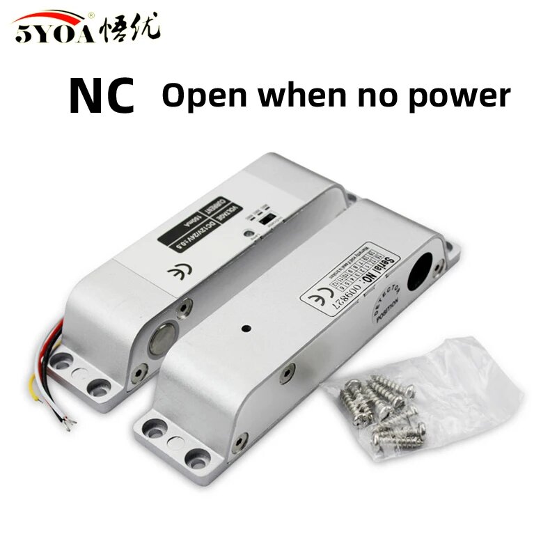 Электронные врезные замки, интеллектуальный Электрический замок с болтами, 12 В постоянного тока, с регулируемой временной задержкой, режим безопасного доступа, NC-Open if no power
