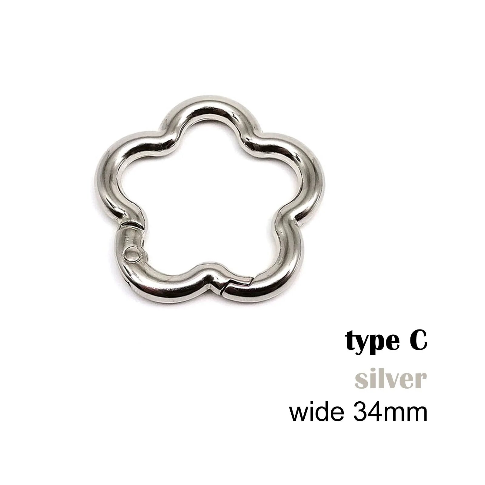 Кожаное пружинное кольцо для сумки HZYUEGOU type C silver