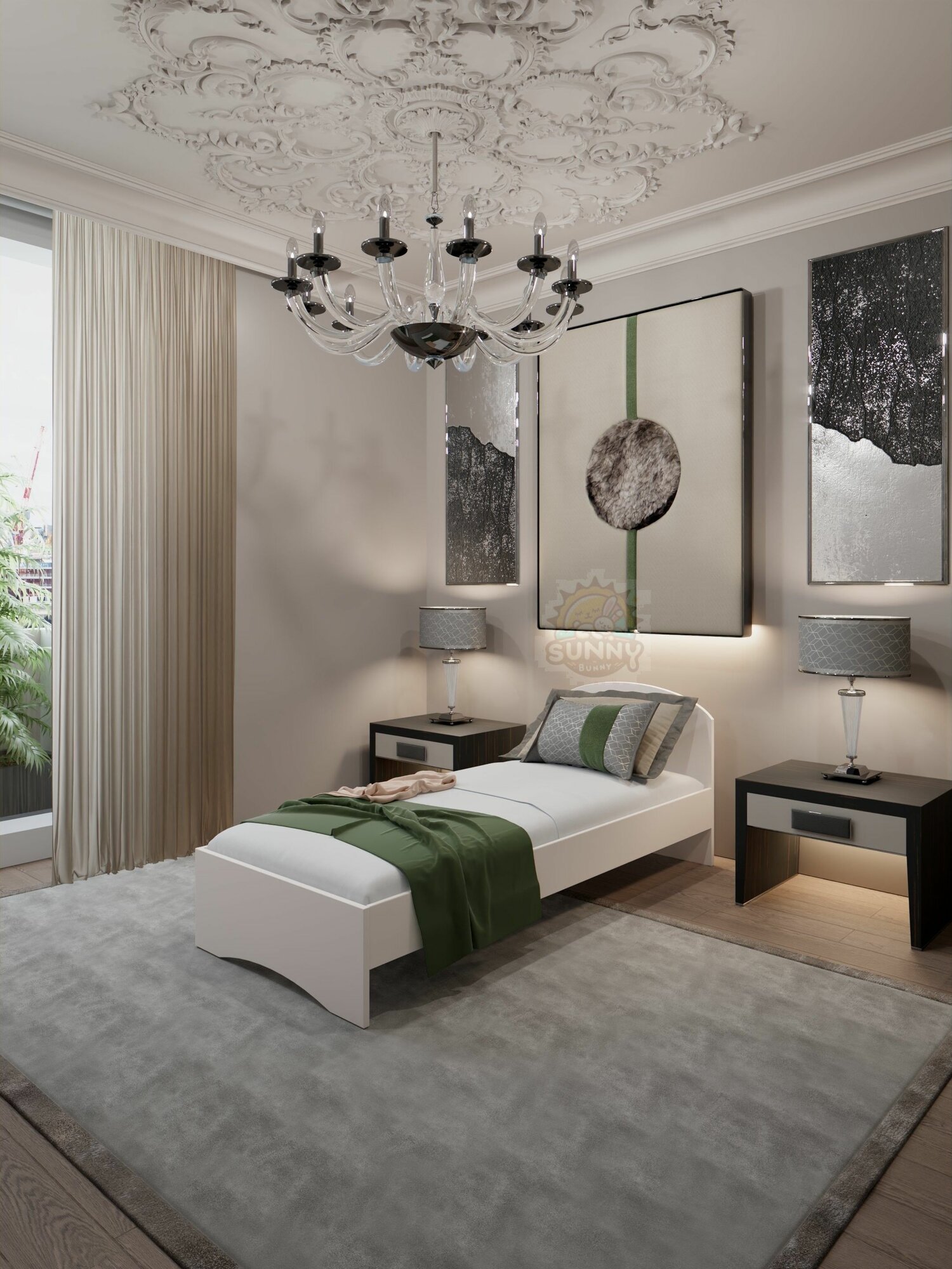 Односпальная кровать Барокко 80х200 см, ортопедическое основание, ЛДСП (Белый)