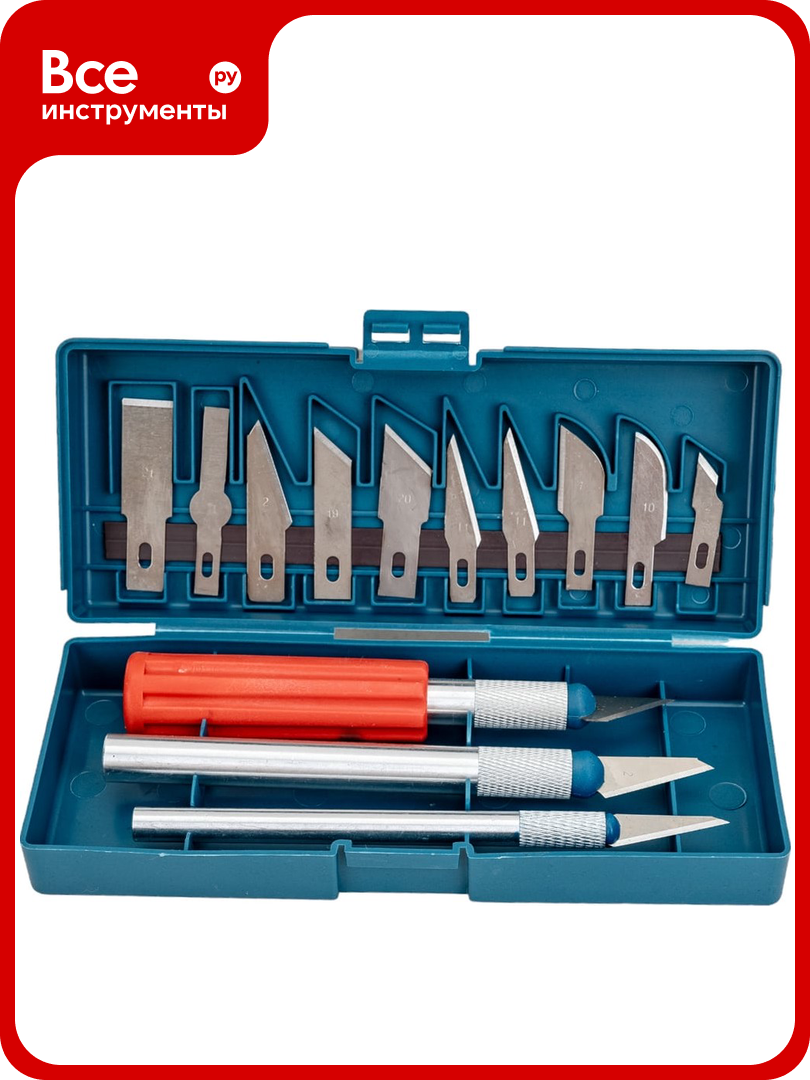 Набор скальпель-ножей для точных работ по дереву волат 13 предметов 18030-13, для столярных работ