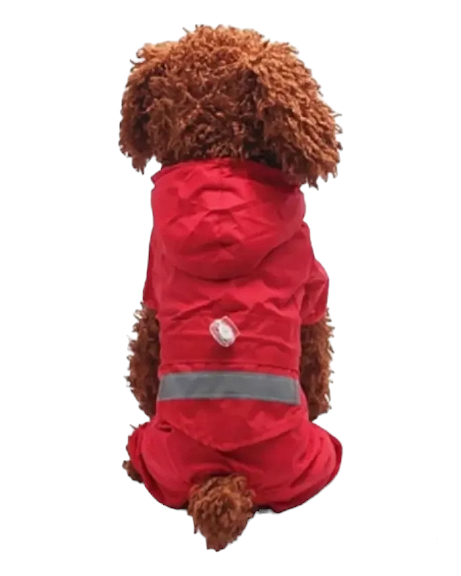 Дождевик на кнопках легкий для собак, комбинезон с капюшоном от дождя для животных мелких и средних пород, красный
