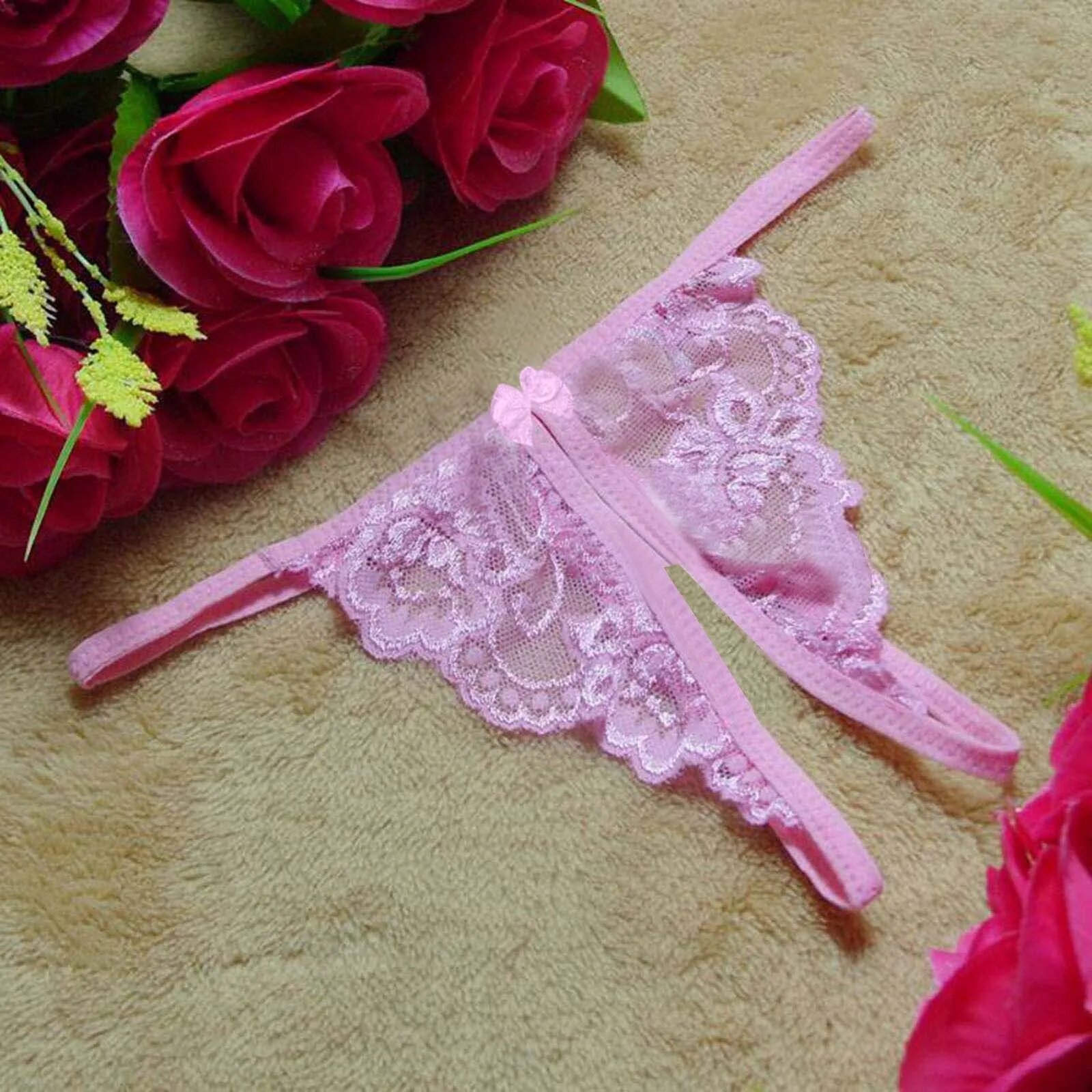 Женские забавные трусики с открытой промежностью, стринги с низкой талией, футболки, кружевные сексуальные стринги, нижнее белье, эротическое нижнее белье, женские трусы белье Розовый, Pink