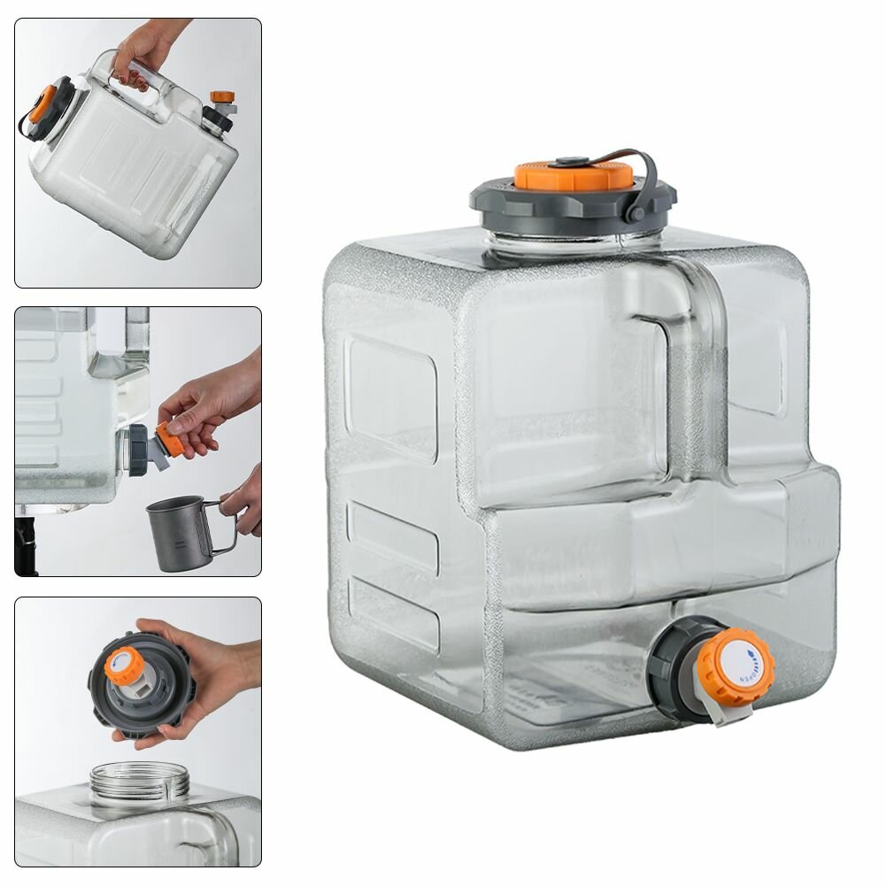 Бак для воды 12 л с краном, подходит для кемпинга, из PC7