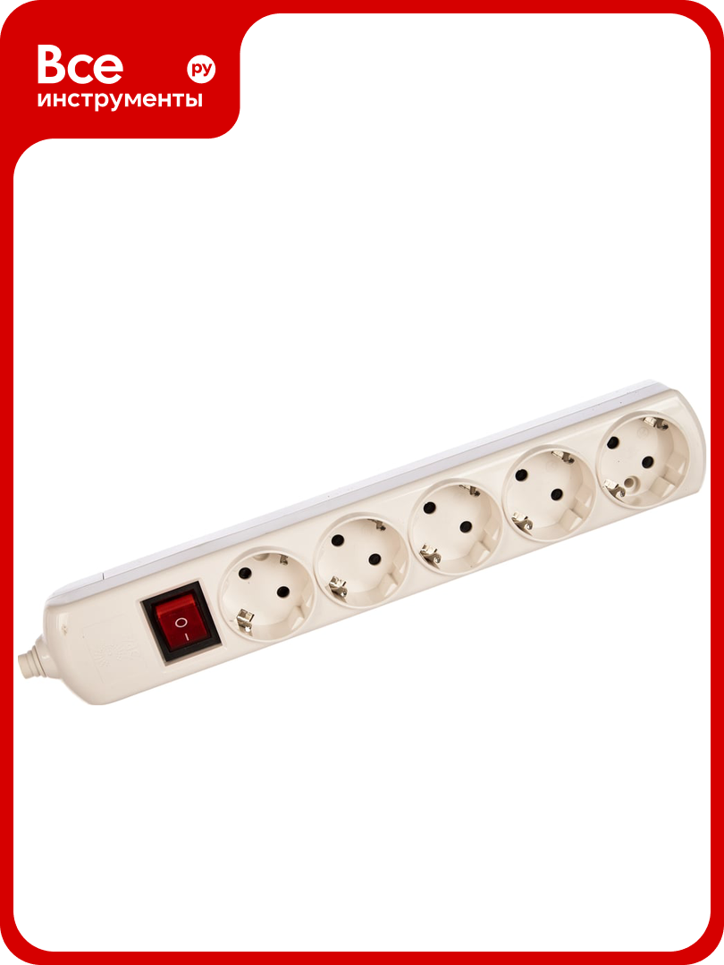 Колодка K-5es заземление, выключатель, 5 гнезд ЭРА C0045326, 16 А, для подключения кабеля сечением