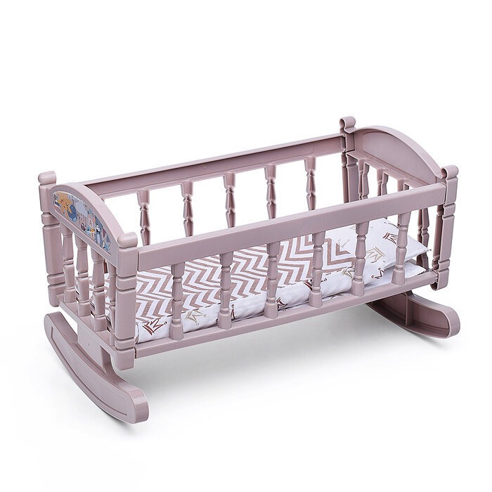 Кроватка для кукол Полесье качалка сборная, 8 элементов, тёмно-кремовая
