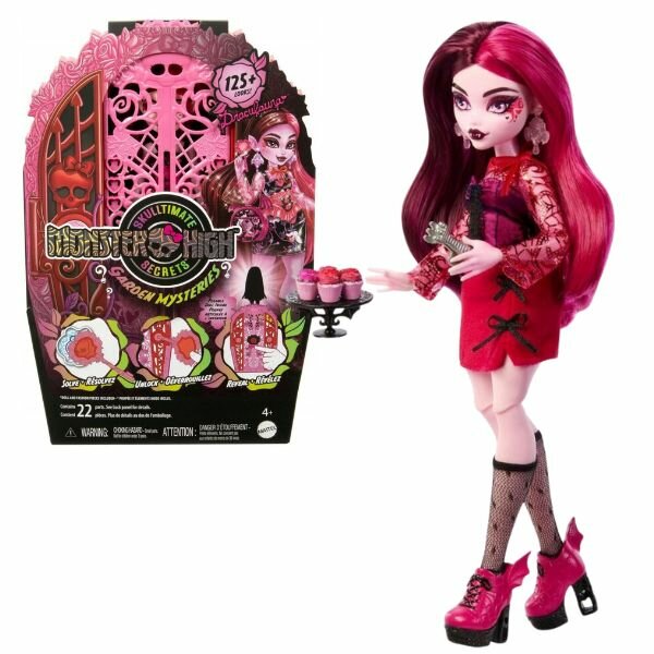 Кукла Monster High Skulltimate Secrets Garden Mysteries Playset, кукла Дракулаура с 19+ сюрпризами, HYT72