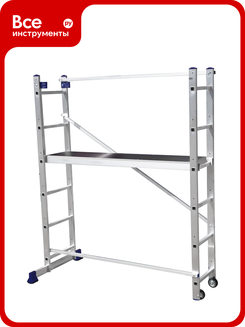 Лестница-помост, алюминиевая Алюмет 2х6 ступеней. Серия SM4006, 1,30х0,29х0,09 м, из параллельных