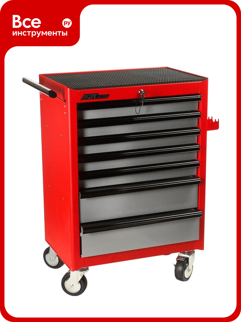 Тележка инструментальная с набором инструментов 7 секций 225 предметов JTC-3931+225, без труда перемещается по рабочей