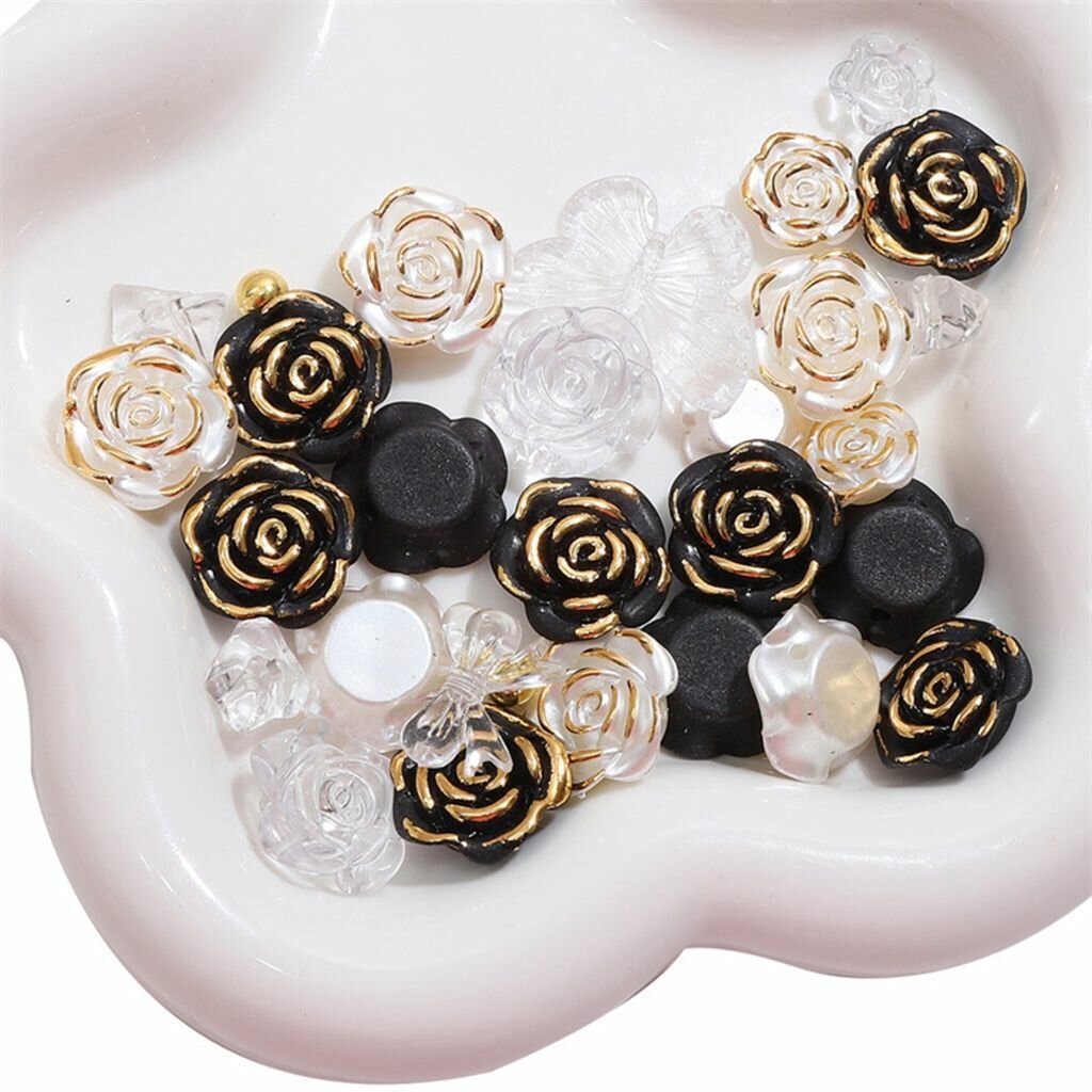 Ручные украшения бусинки Акриловые с золотыми краями, Черный цвет