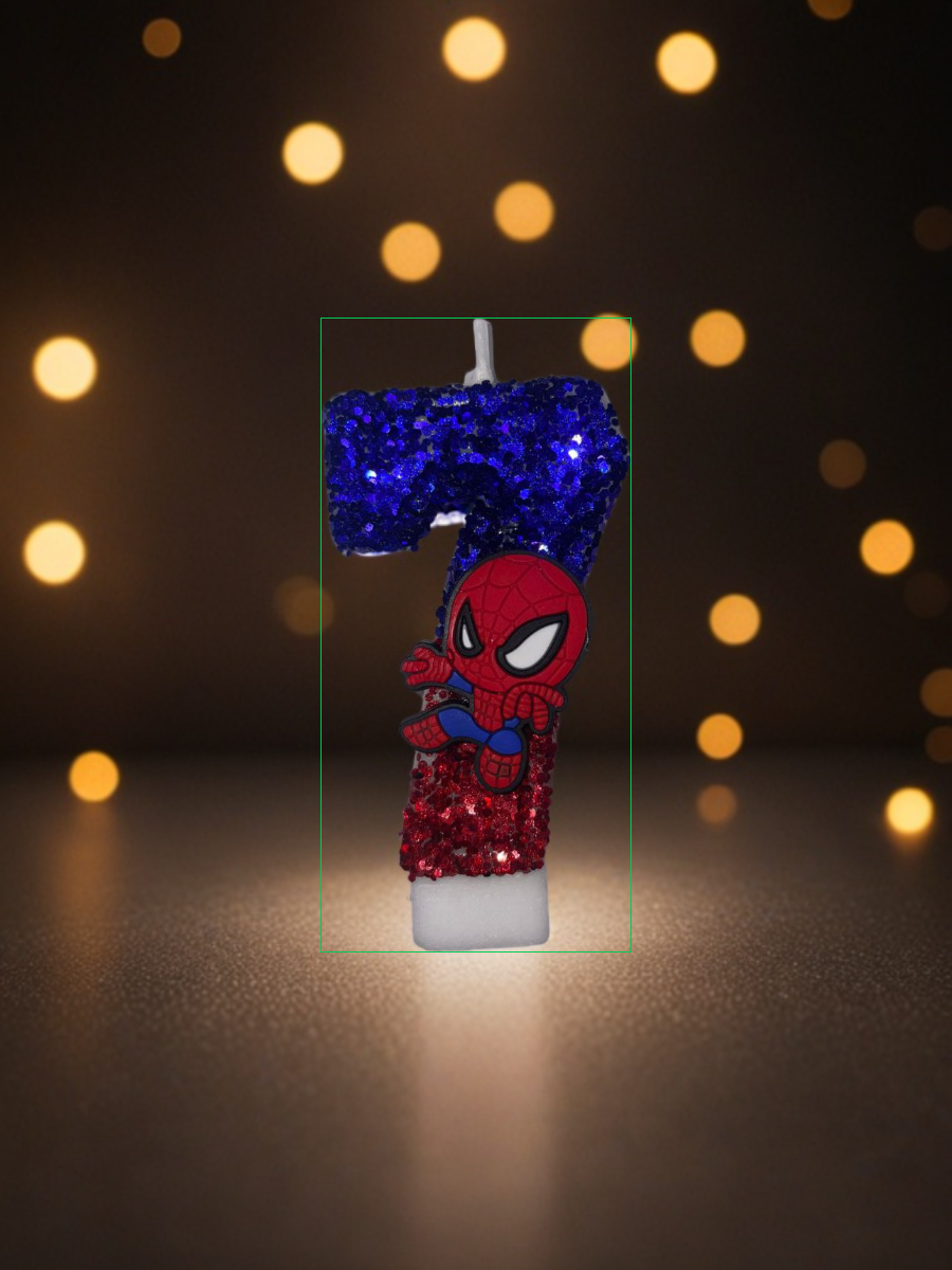 Свеча "Человек-Паук" для торта, дизайнерская, глитерная, с фигуркой, 1шт цифра 7