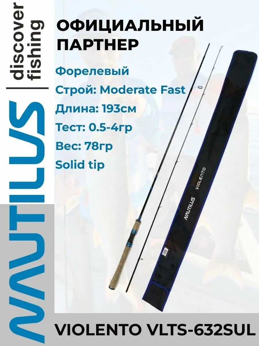 Спиннинг Nautilus Violento VLTS-632SUL 193см 0.5-4гр