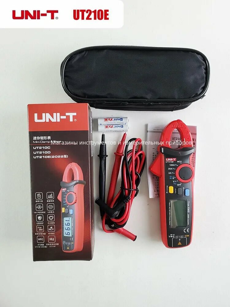 UNI-T, UT210E, Детектор утечки тока, Токовый зажим, Минимальное разрешение 1 мА, максимальный диапазон 100 А. Автоматическое измерение