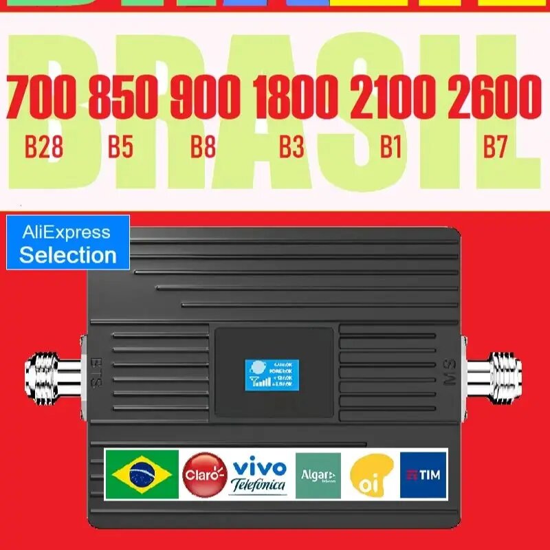 Бразилия 1-диапазонный B28 B8 B7 B3 B3 B1 700 850 900 1800 2100 2600 Усилитель сотового сигнала iPhone Booster Repeater GSM 2G 3G 4G 5G 900Mhz B8