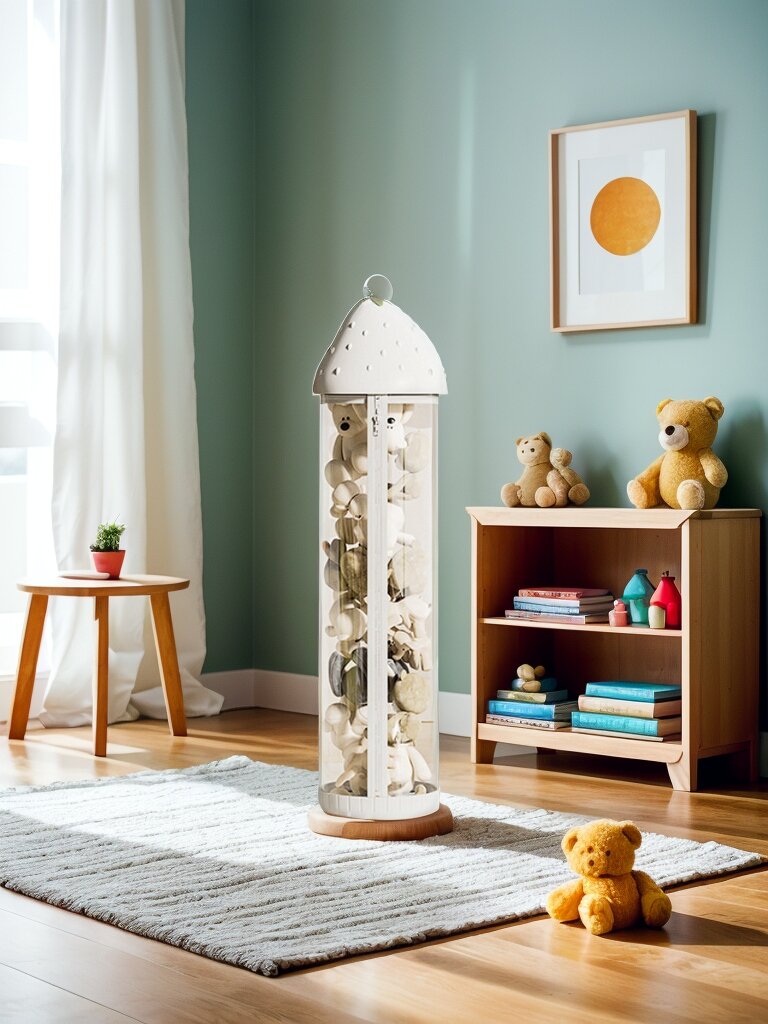 Ящик для хранения плюшевых игрушек с колесиками на 360 и светодиодной подсветкой, белый, 142 см