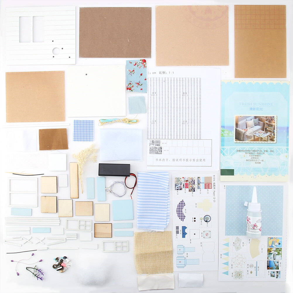 DIY Doll House Miniature Dollhouse Деревянные игрушки для детей подарка на день рождения (синий)