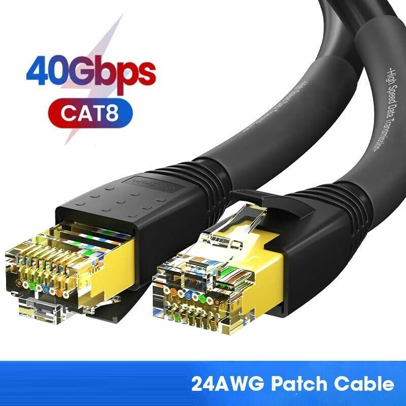 Кабель Ethernet CAT8 24AWG 40 Гбит/с 2000 МГц, сверхпрочный, высокоскоростной, гигабитный, SFTP, сетевой, интернет-кабель для улицы и помещения