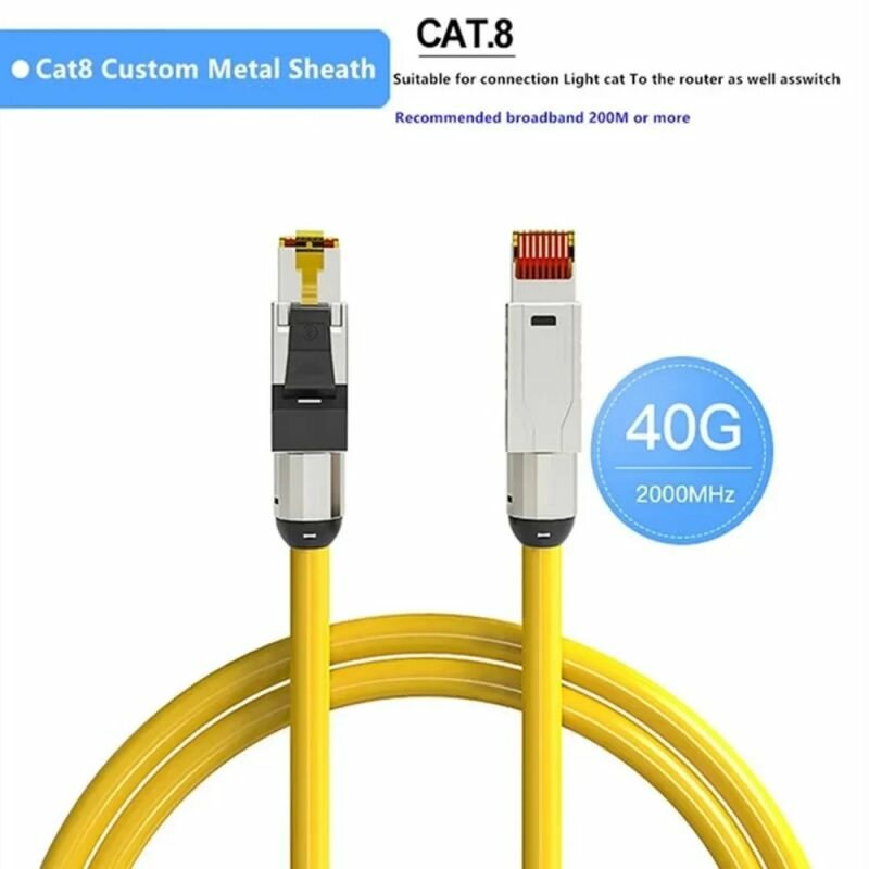 Сетевой кабель RJ45 Cat8 40 Гбит/с 2000 МГц Ethernet, обжимной разъем, оптоволоконные кабели, кабель маршрутизатора