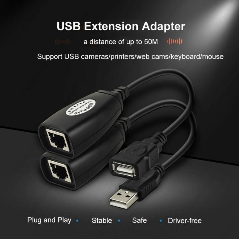 2 шт. USB UTP-адаптер-удлинитель по одному кабелю RJ45 Ethernet CAT5E 6 для локальной сети Ethernet-кабель-репитер