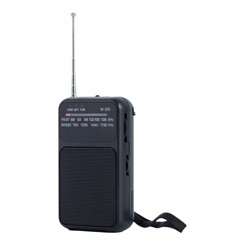 Двойной источник питания с фонариком, FM / AM указкой, портативное радио высокой громкостью-черный