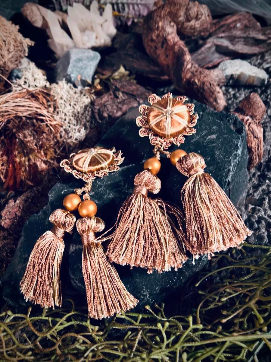 Набор кисточек Ajourele KS-2-03-Z-GOLD, винтажный декор, D 7 см, H 12 см