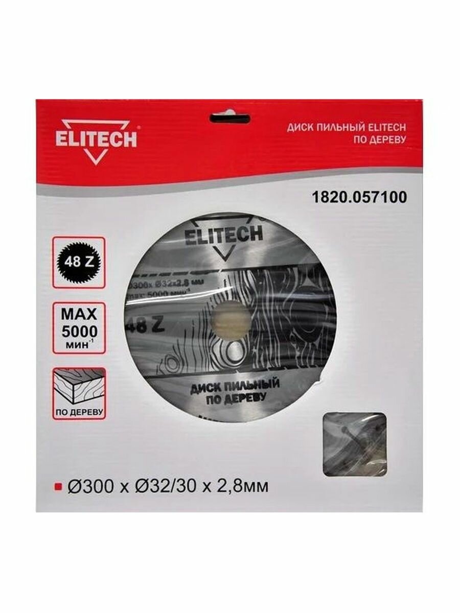 Диск пильный по дереву 300x30x48z Elitech 1820.057100