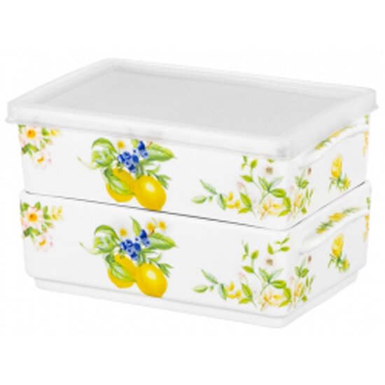 Набор из 2-х блюд для холодца Elan Gallery "Лимоны" 700 мл, 19х12х11,5 см. NEW BONE CHINA
