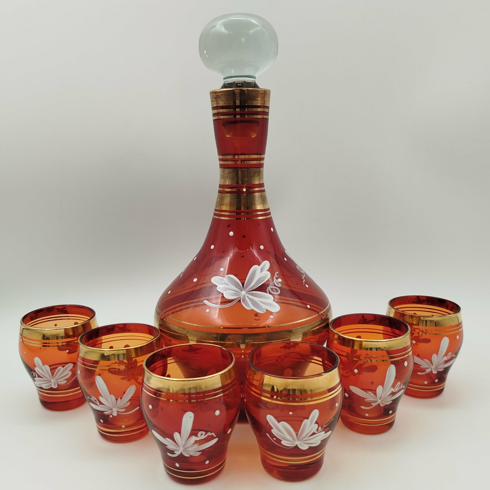 Набор для крепких напитков на 6 персон, украшенный цветочным декором, стекло