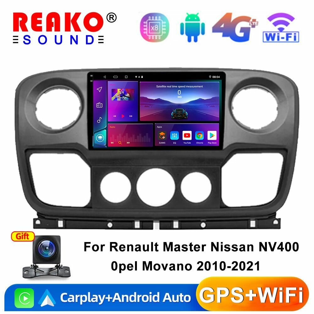 Штатная магнитола 2 дин Андроид для Ниссан НВ400/For Renault Master Nissan NV400 Opel Movano 2010-2021 WiFi Bluetooth Gps навигатор Мультимедиа автомабиля