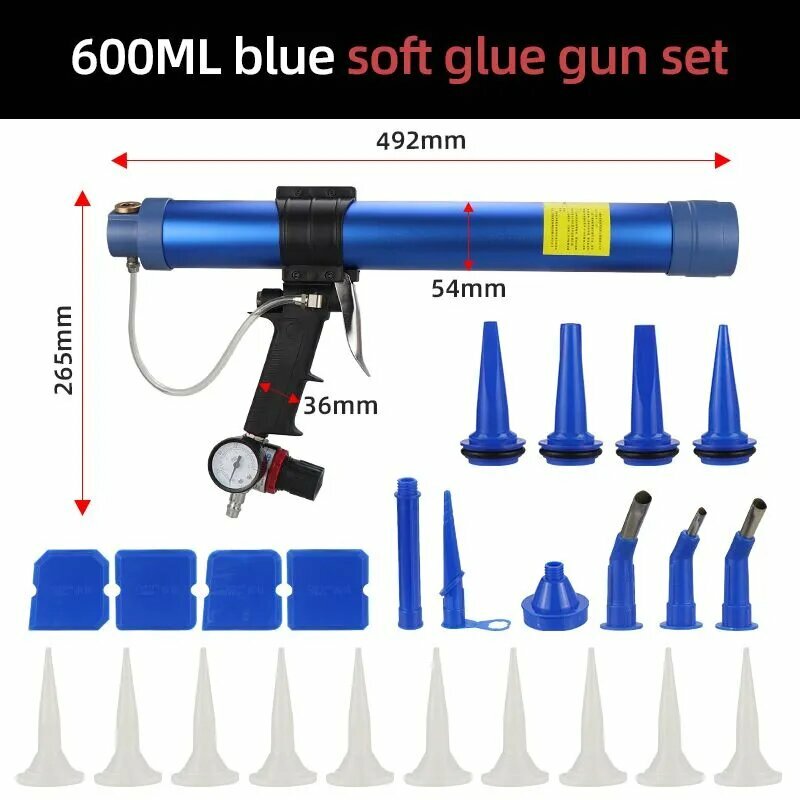Пистолет для герметиков пневматический Пневматический, 600 мл, Закрытый