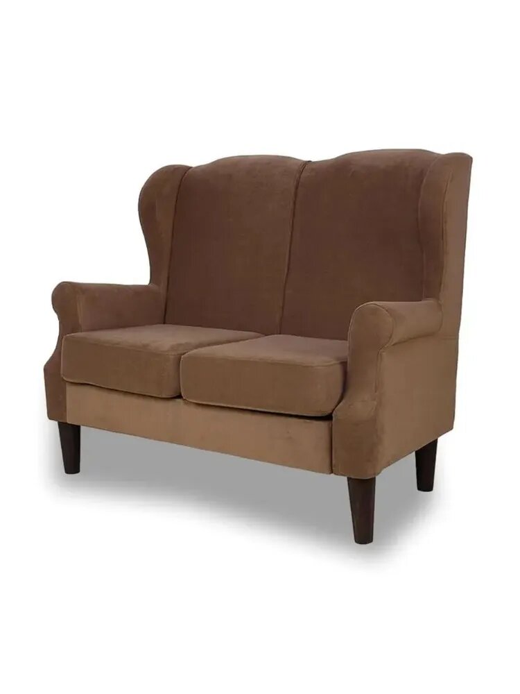 Диван прямой люкс 125х74х100 см, нераскладной, коричневый велюр