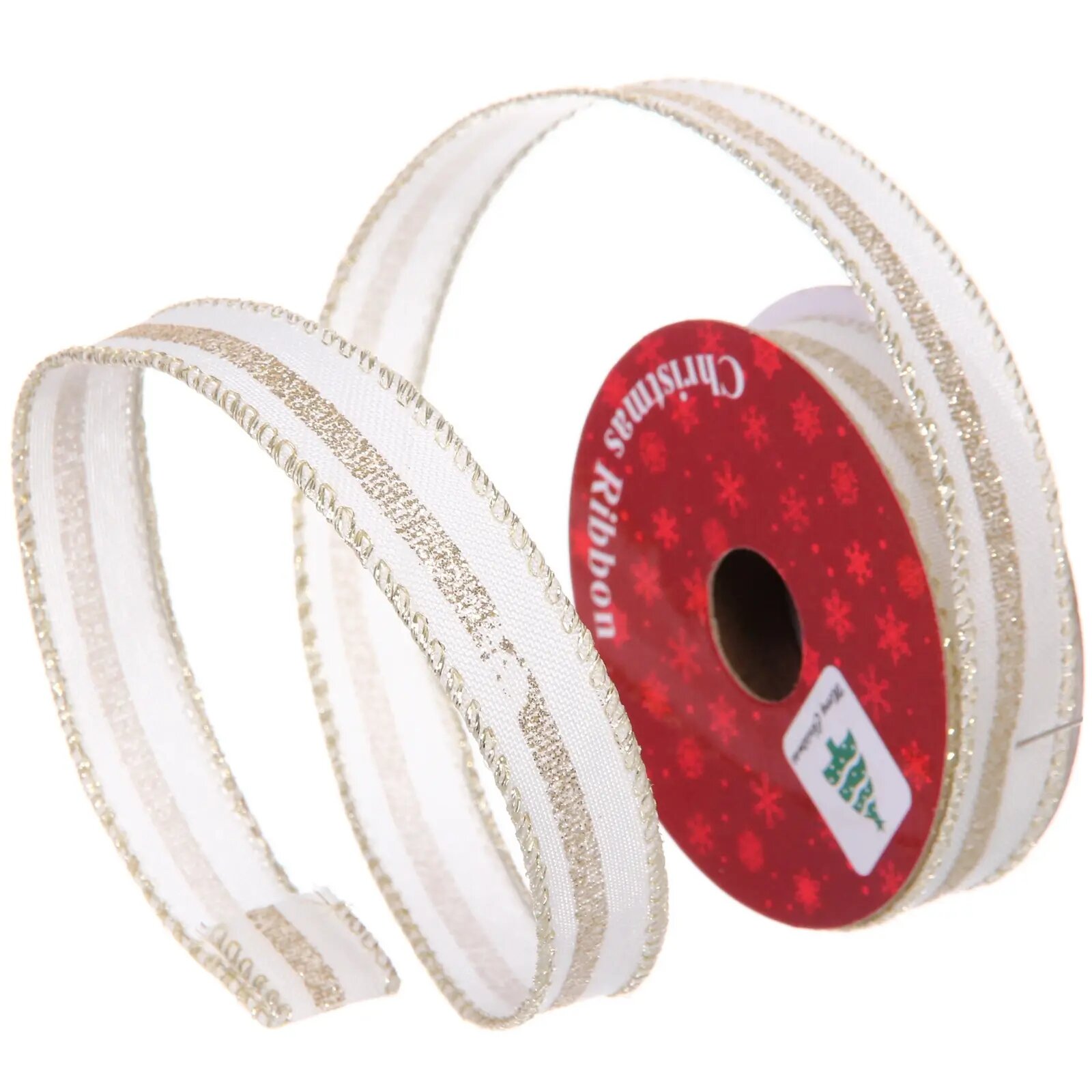 Лента декоративная «Млечный путь», 1,5х270см, белый/золото, для праздников