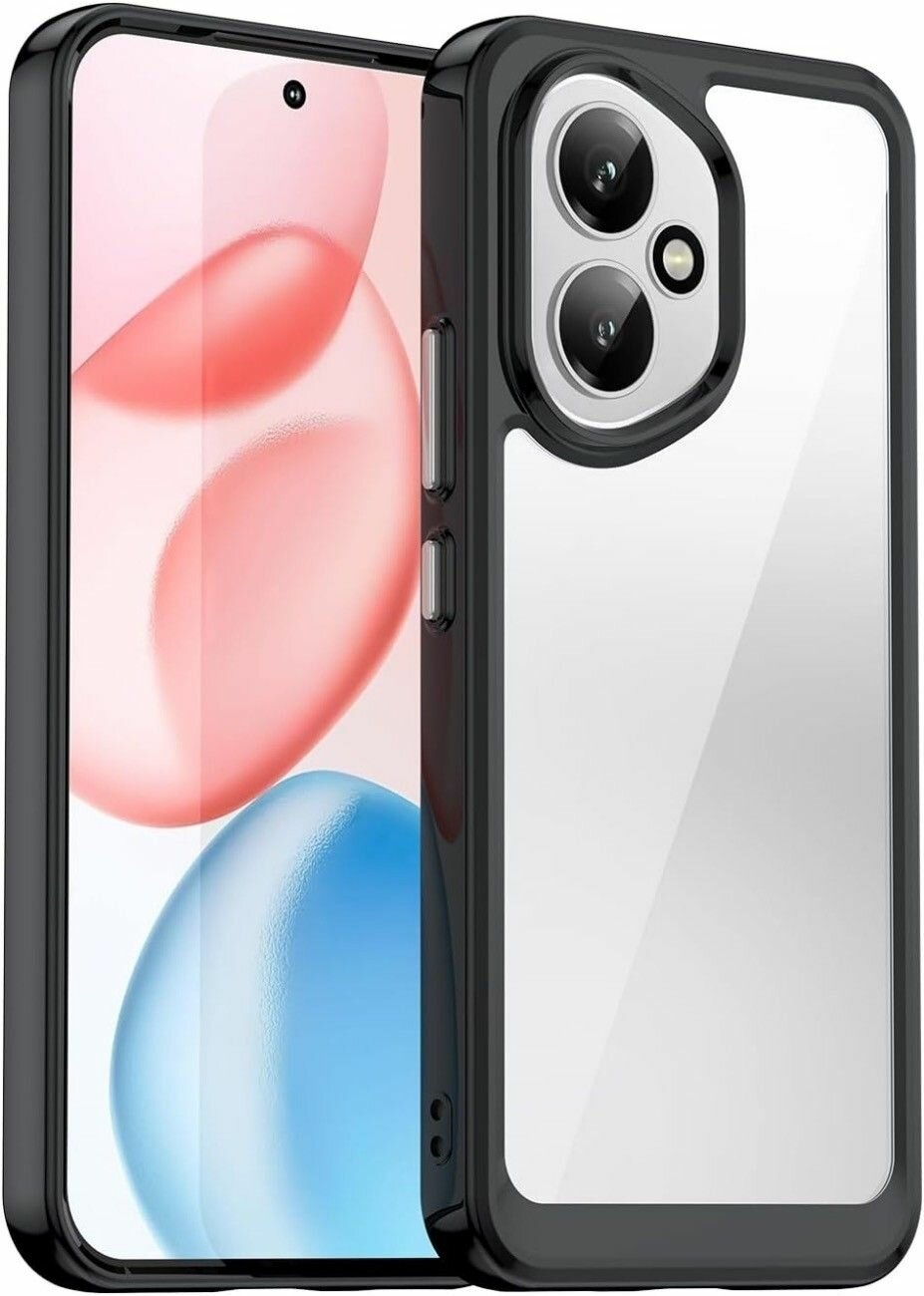 Чехол на HONOR 400 пластиковый с силиконовой окантовкой чёрный