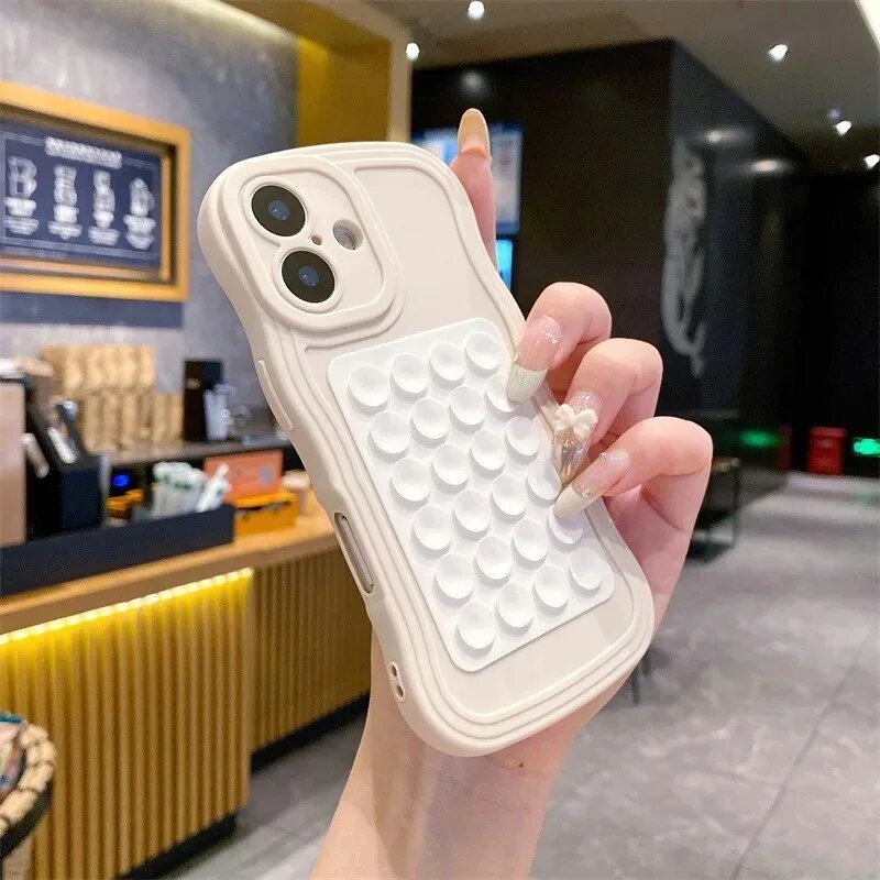 Крепежный держатель на присоске Curly Wave Case для iPhone 16 15 11 Белый, для iPhone 14 Плюс, White