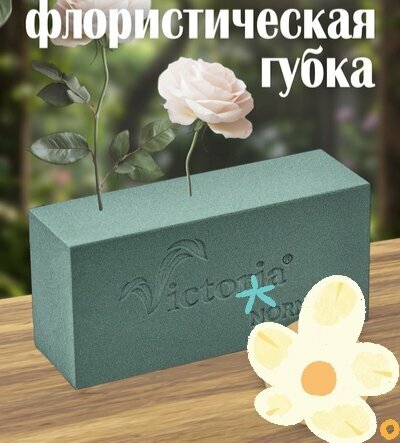 Губка флористическая для живых цветов, букетов «Виктория» кирпич, 23×11×8 см/набор из 2 штук