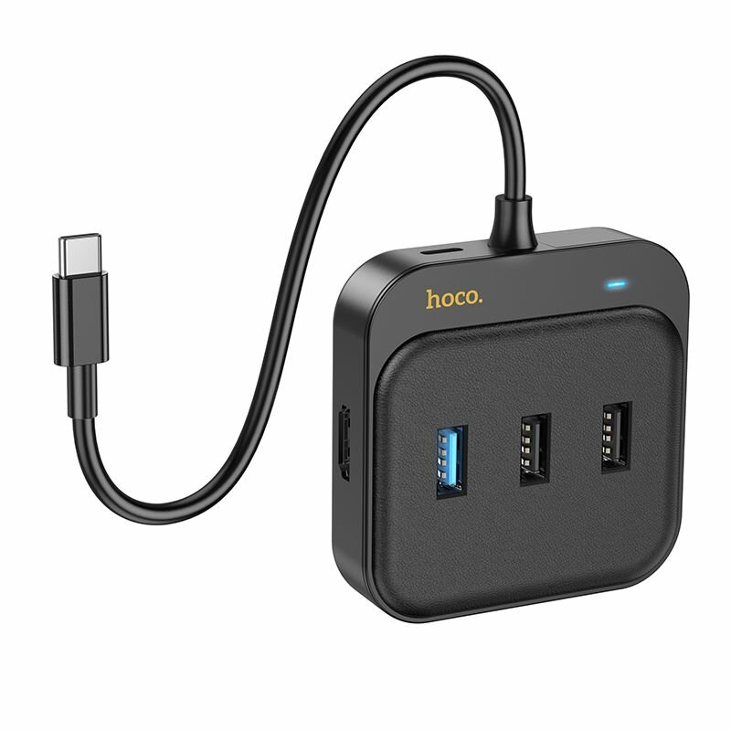 Переходник HOCO HB37 для разъема Type-C, выходы USB3.0, 2*USB, HDMI, RJ45
