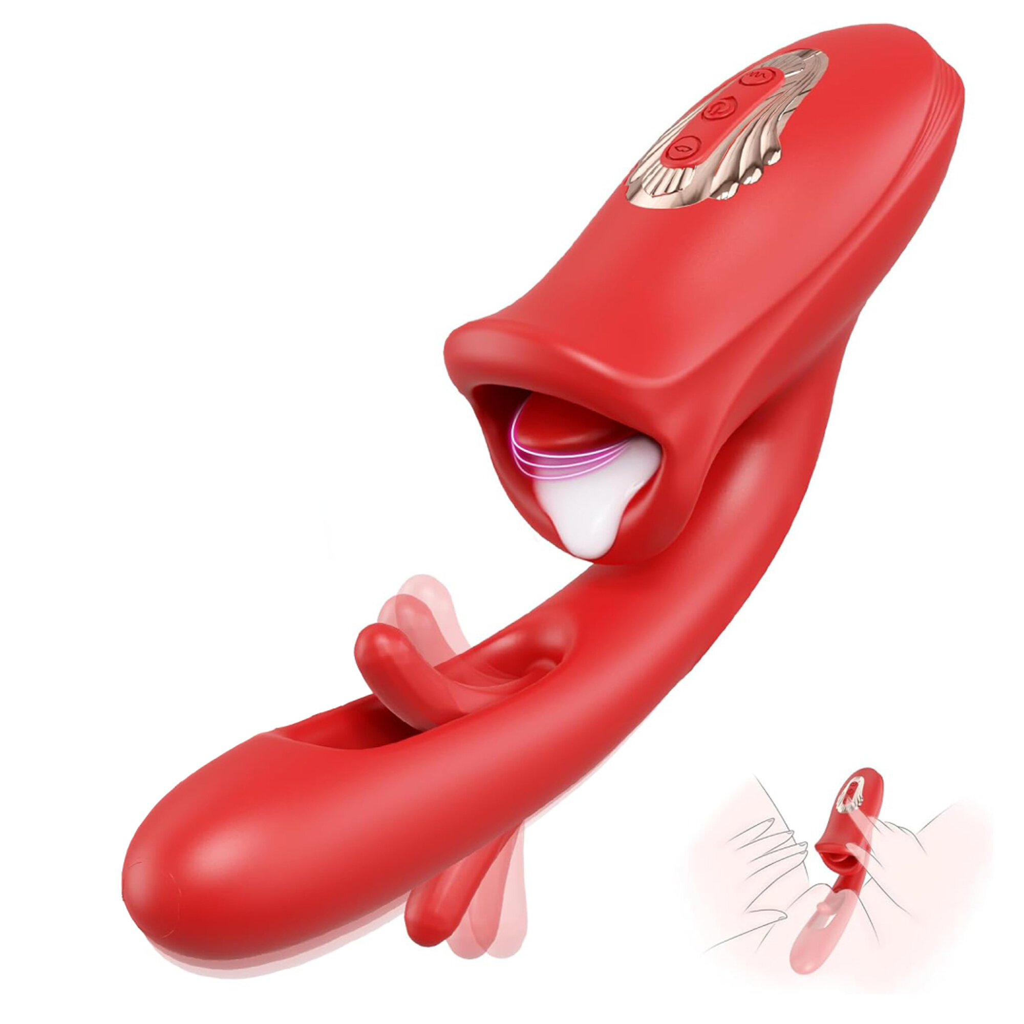 Силиконовый вибратор с функцией фингеринга Secwell, красный / SW11024