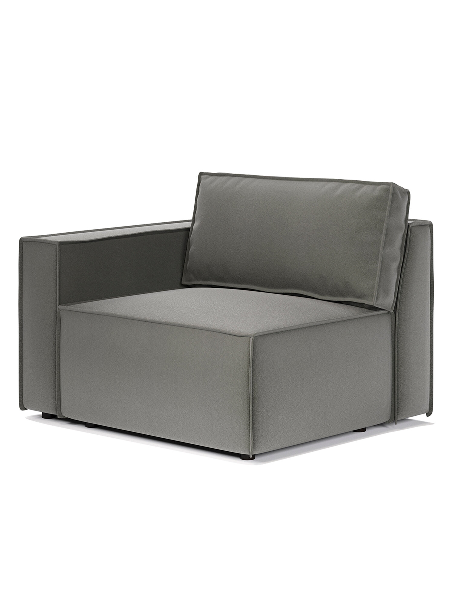 Диван модульный Модуль-3, левый, велюр серый, 116х95х70 см