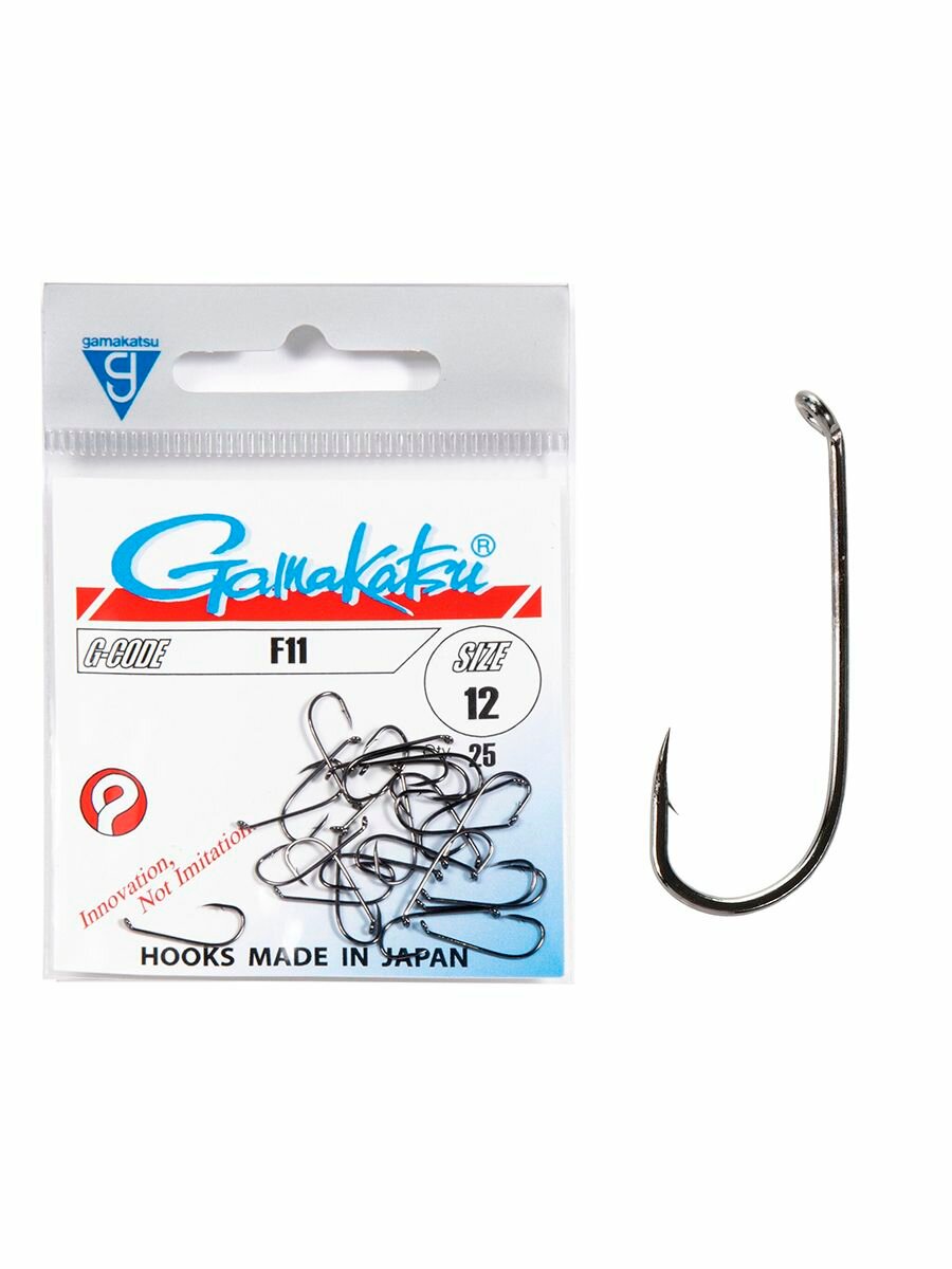 Крючки Gamakatsu F11 HOOKS BLACK размер 12 (упк.25шт.)