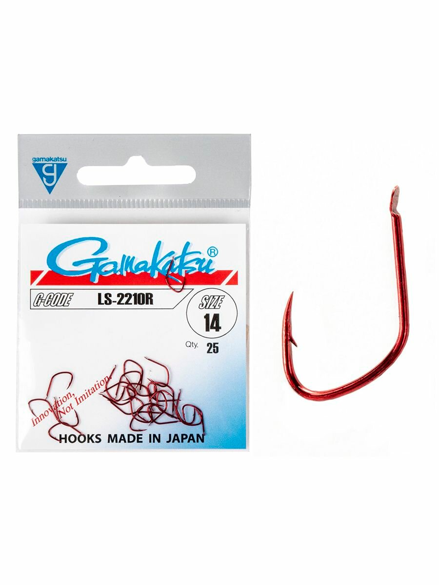 Крючки Gamakatsu LS-2210R HOOKS RED размер 14 (упк.25шт.)