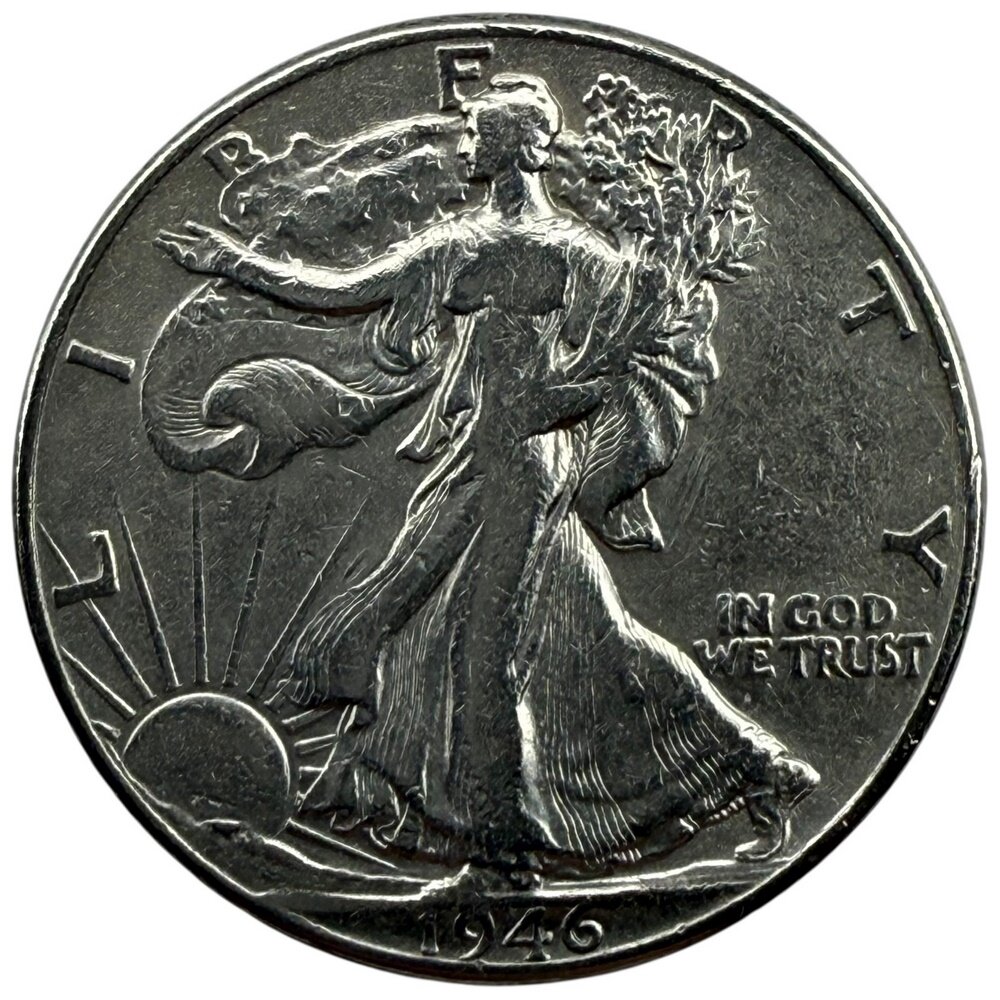 США 50 центов (1/2 доллара) 1946 г. (Полдоллара, Шагающая Свобода)