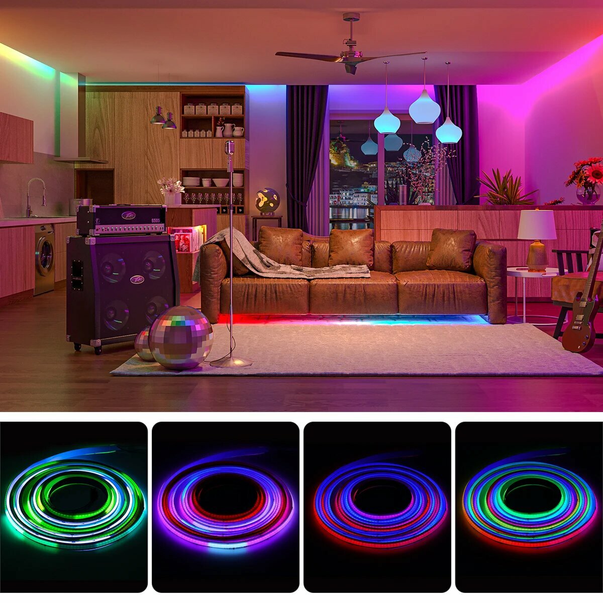 Светодиодная лента RGB 5м, 720 LED/м, 12V, White PCB