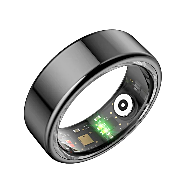 Умное смарт кольцо, Пульсометр спортивный, Фитнес браслет на палец, Мониторинг здоровья, Фитнес кольцо, 8 размер, Черный