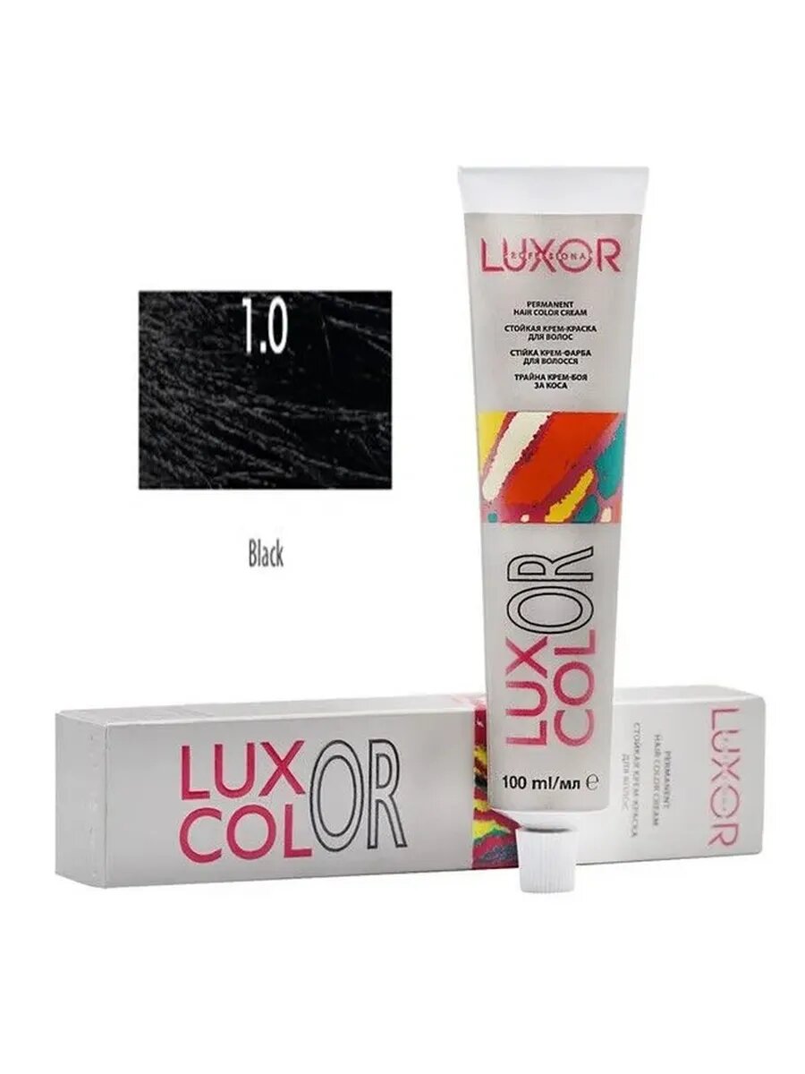 Стойкая крем-краска LUXOR Professional LUXCOLOR 1.0 Черный, 100 мл