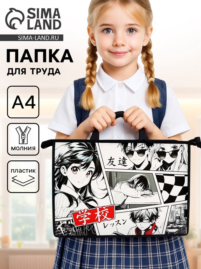 Папка для труда, А4, пластиковая, 33.5×23.5×5.5 см Аниме