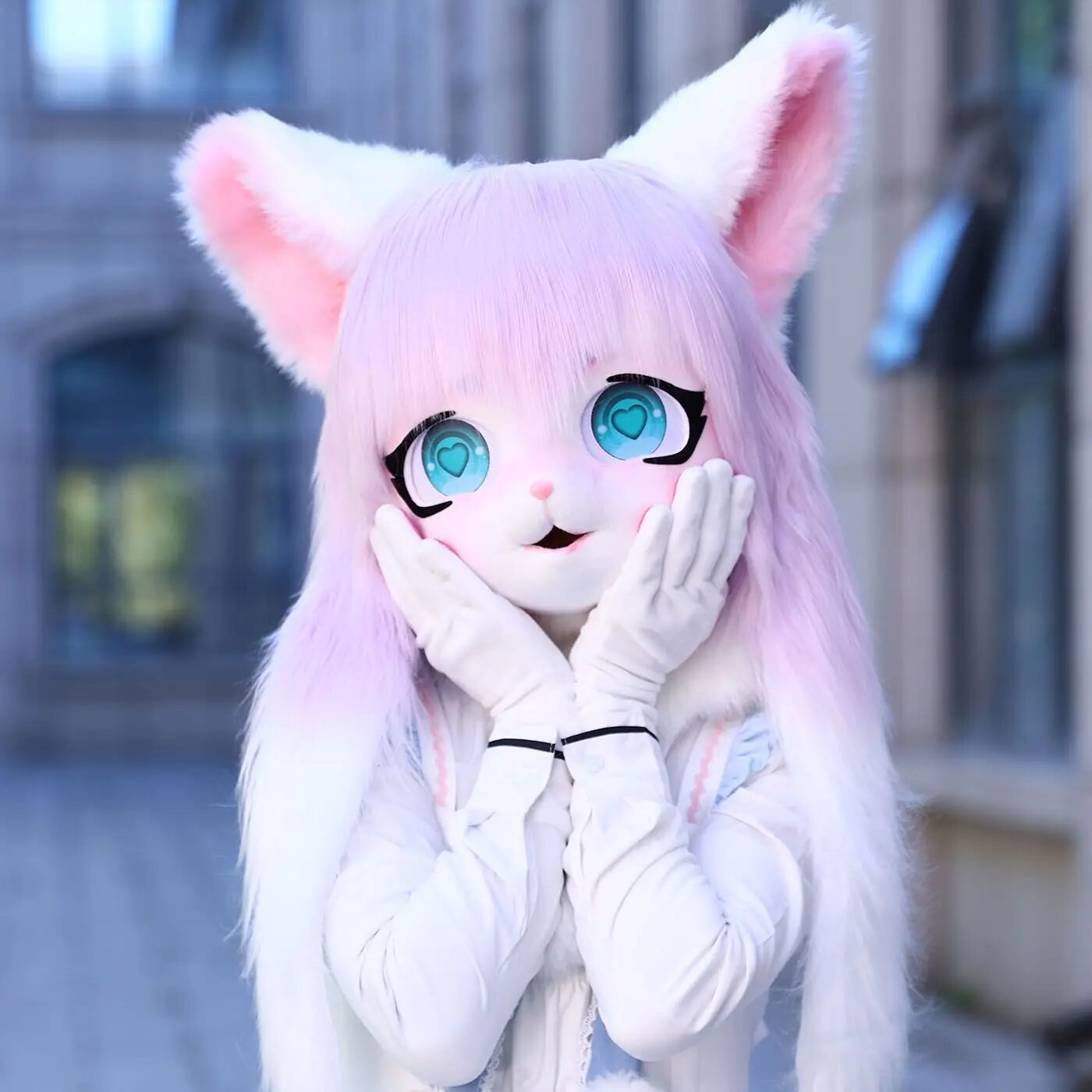 Novedan Сладкая Лолита Лоп ухо кролик меховой костюм Fursuit Head 12