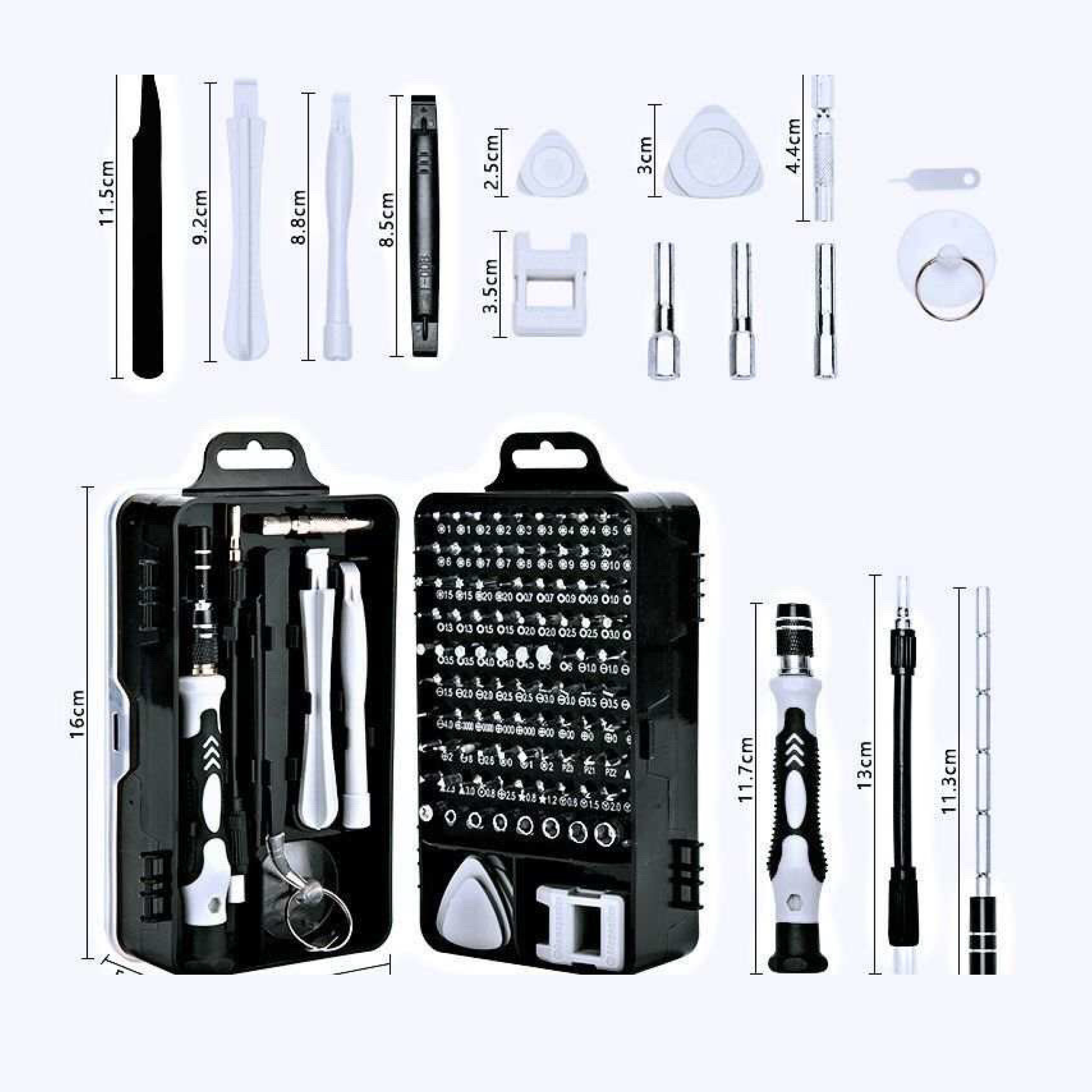Набор для ремонта телефона 115в1, отвертки для точных работ, в кейсе, черный