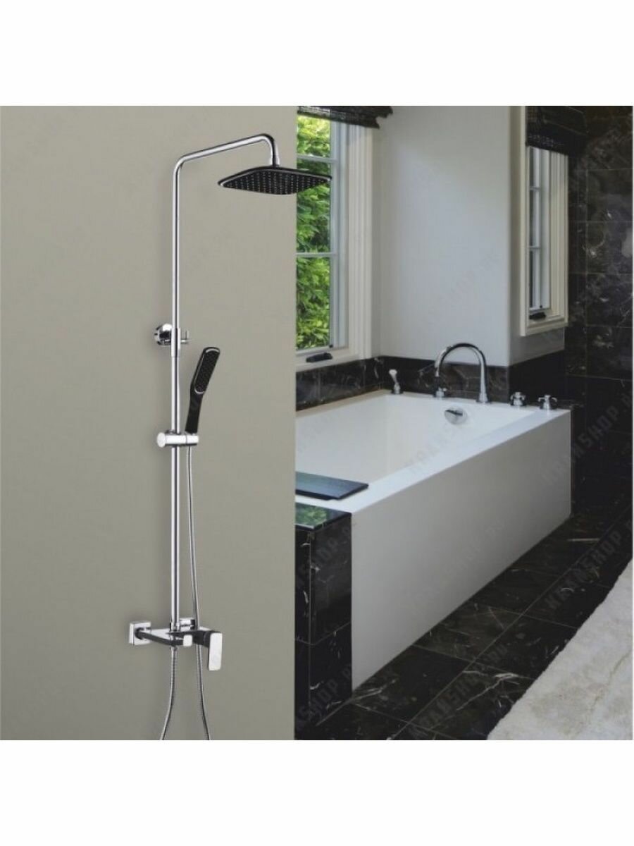 Душевой гарнитур Ganzer Stefan GZ12062С, латунный, тропический душ, чёрный хром