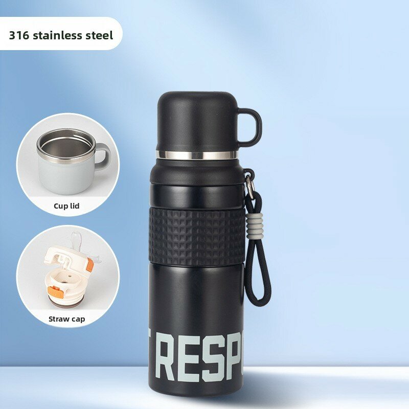 Portable vacuum insulated beverage bottle with thickened body for home and outdoors brand unknown 800ml, black
